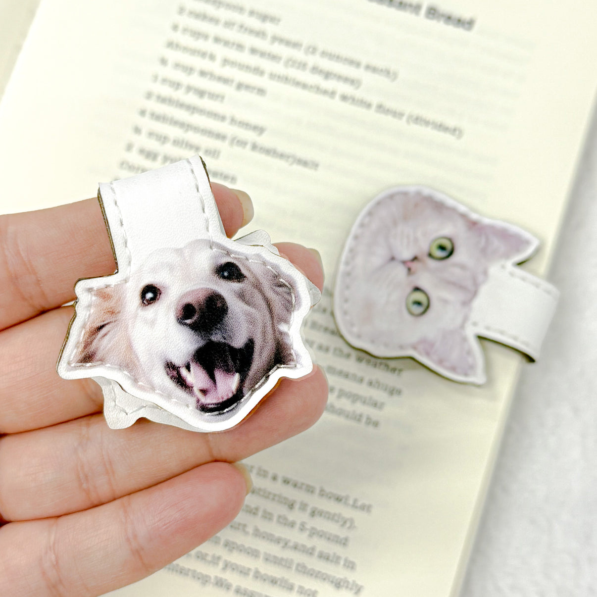 Custom Dog, Cat, Pet Face - Personalized Leather Magnetic Bookmark ...