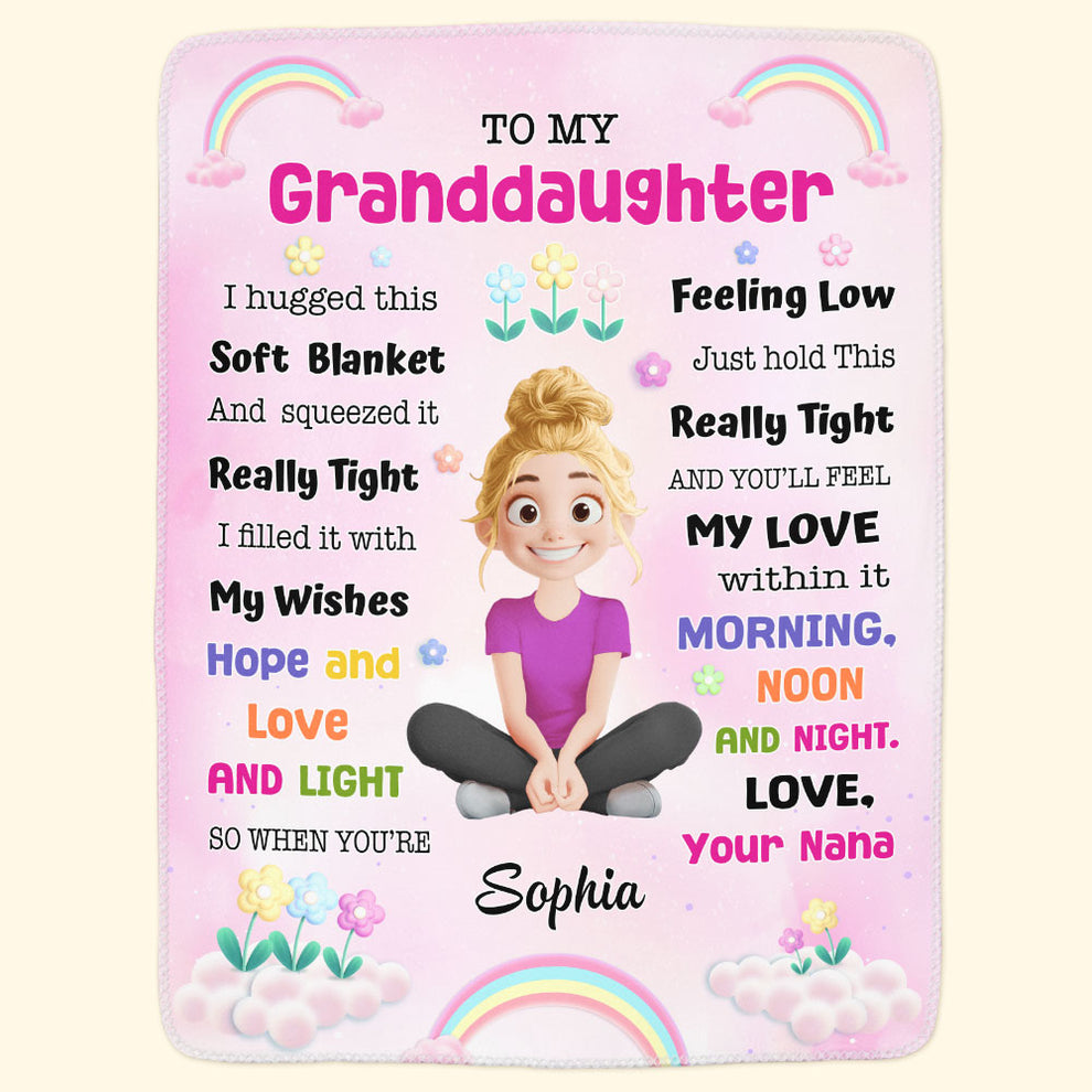Cute Cartoon Kid Hug This Blanket - Personalized Blanket – Macorner