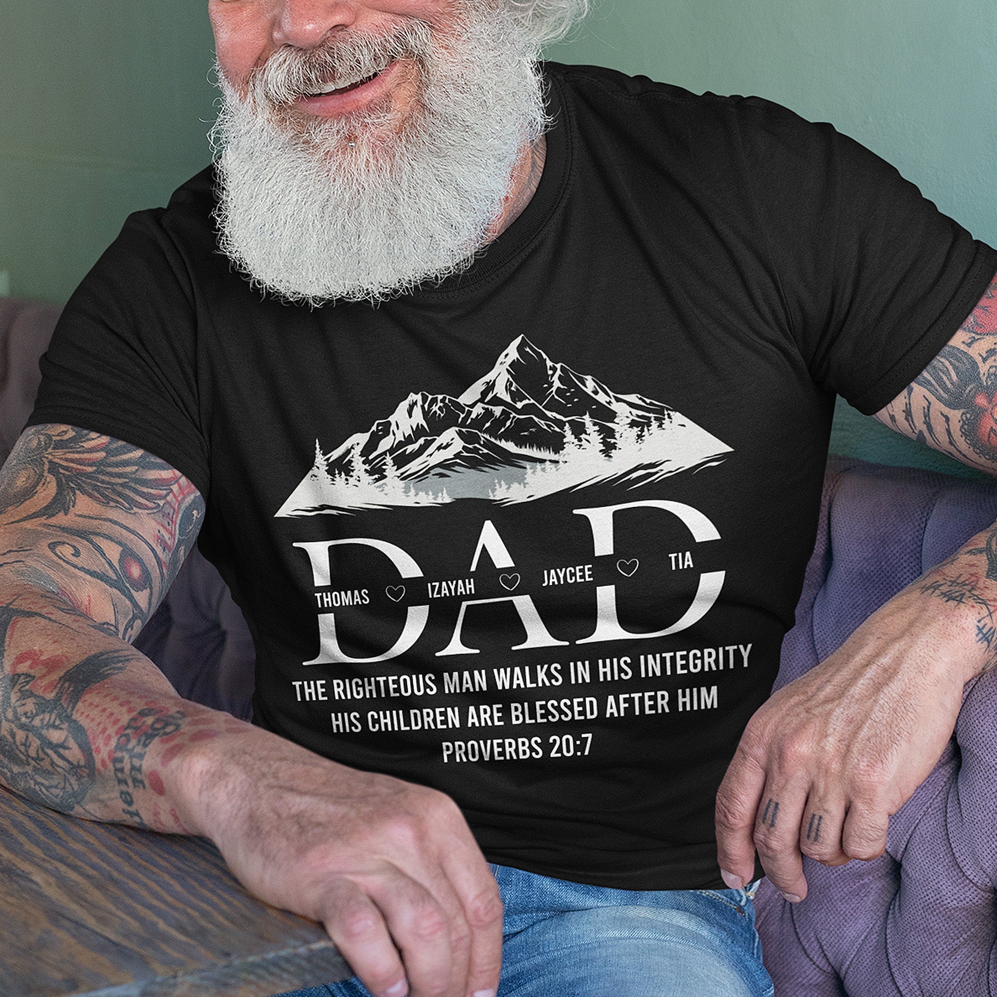 Dad,The Righteous Man Walks In His Integrity - Personalized Shirt ...
