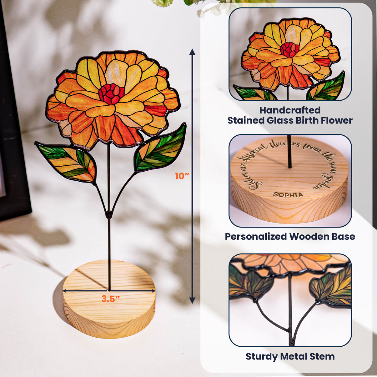 Different Flowers From Same Garden - Custom Stained Glass Birth Flower ...
