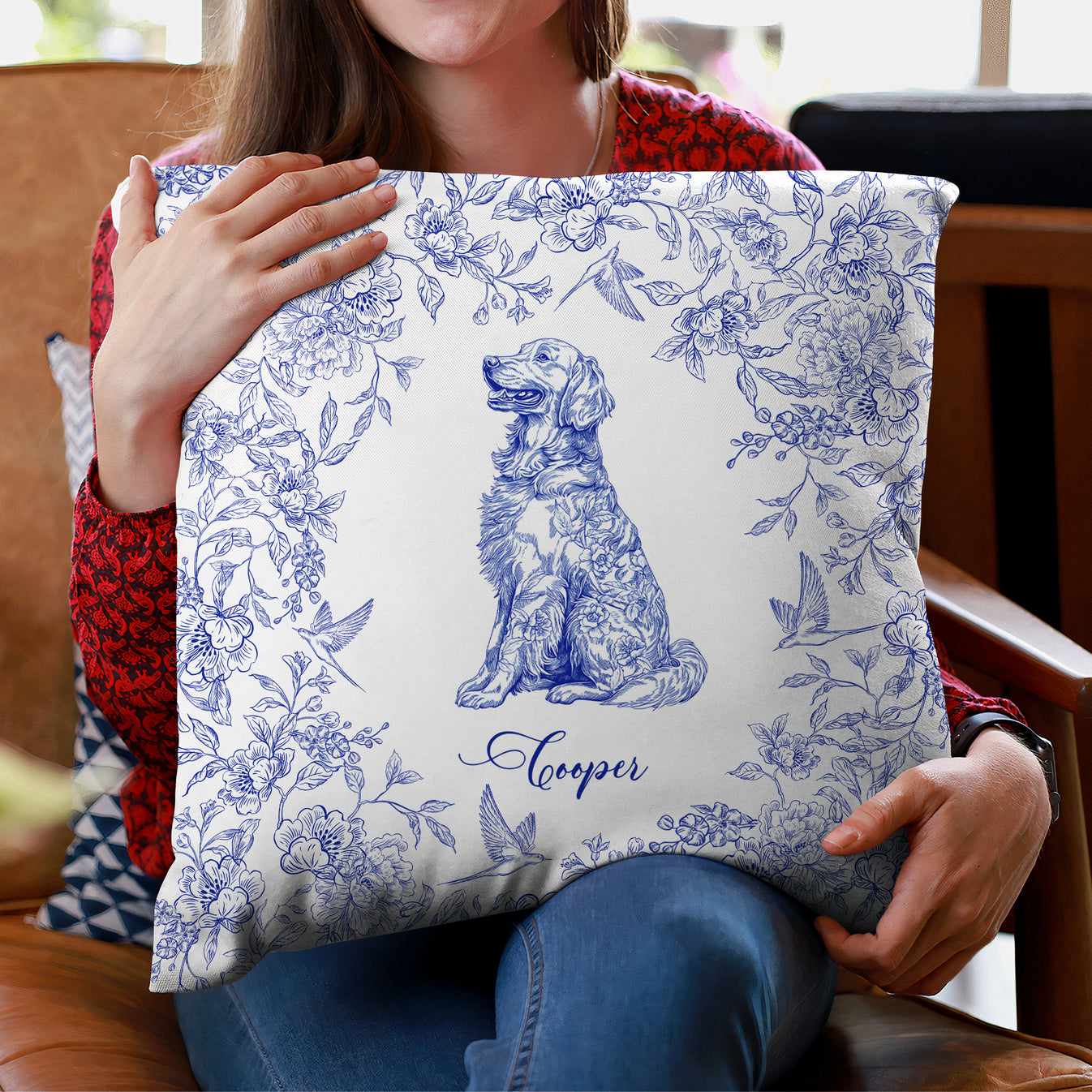Dog Custom Toile De Jouy Chinoiserie Style - Personalized Pillow ...
