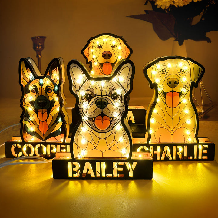 Dog Face Stained Glass Style - Personalized Photo LED Night Lamp – Macorner
