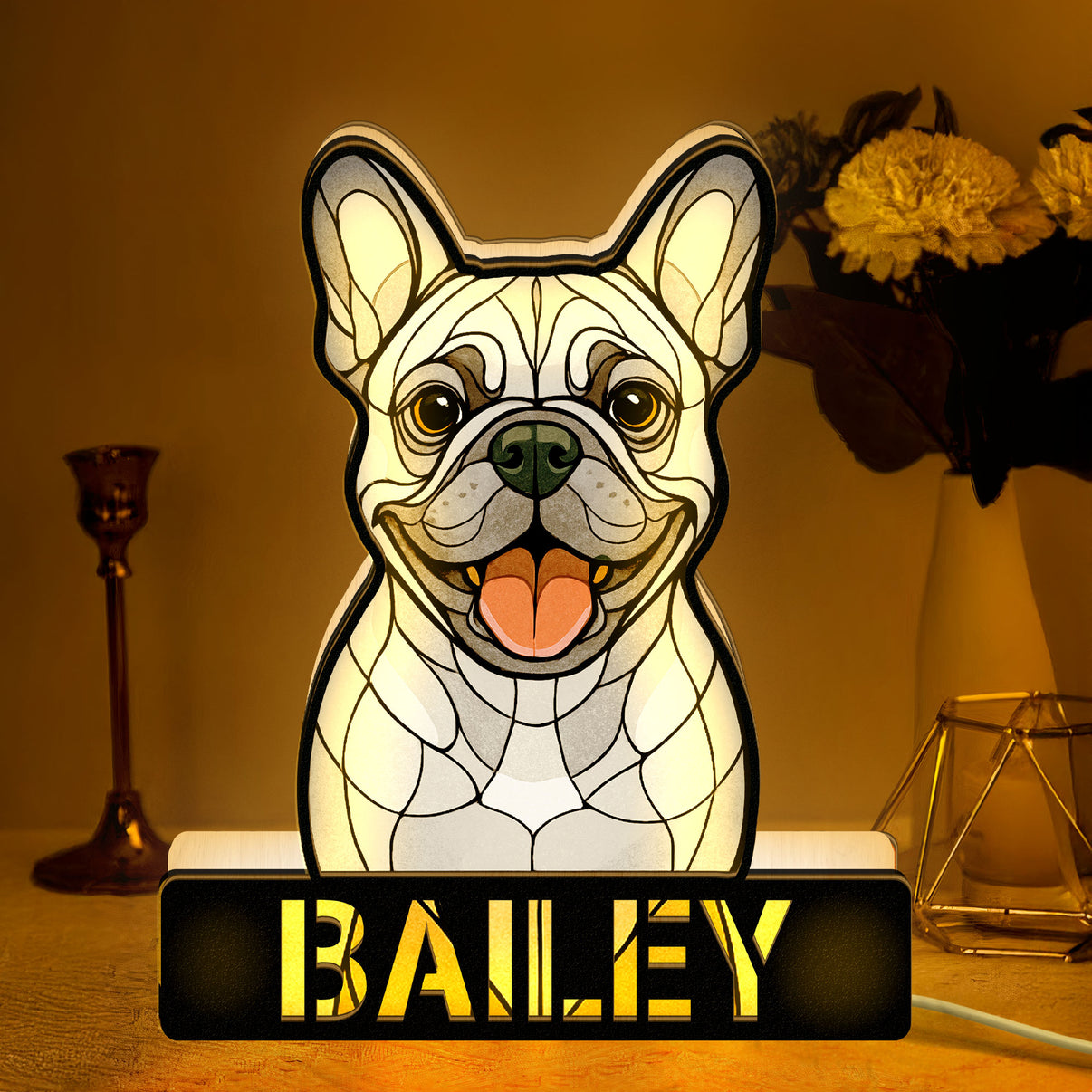Dog Face Stained Glass Style - Personalized Photo LED Night Lamp – Macorner