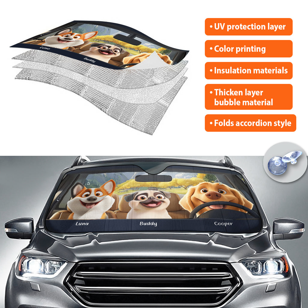 Dog In The Car Funny - Personalized Car Sun Shade – Macorner