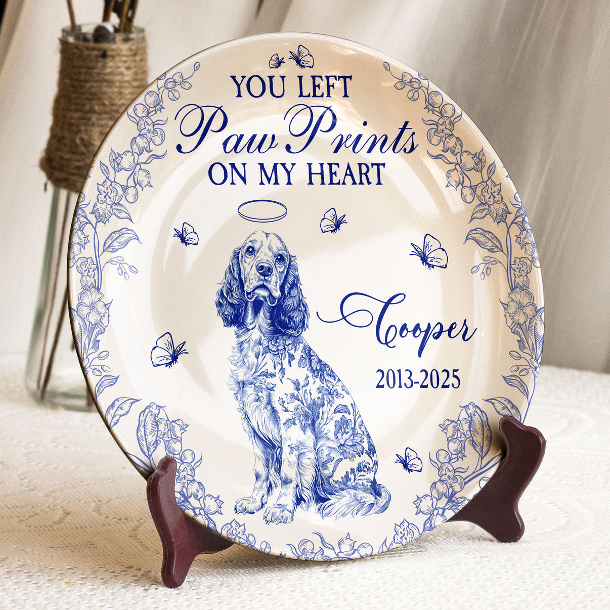Dog Memorial Gift You Left Paw Prints Toile De Jouy - Personalized ...