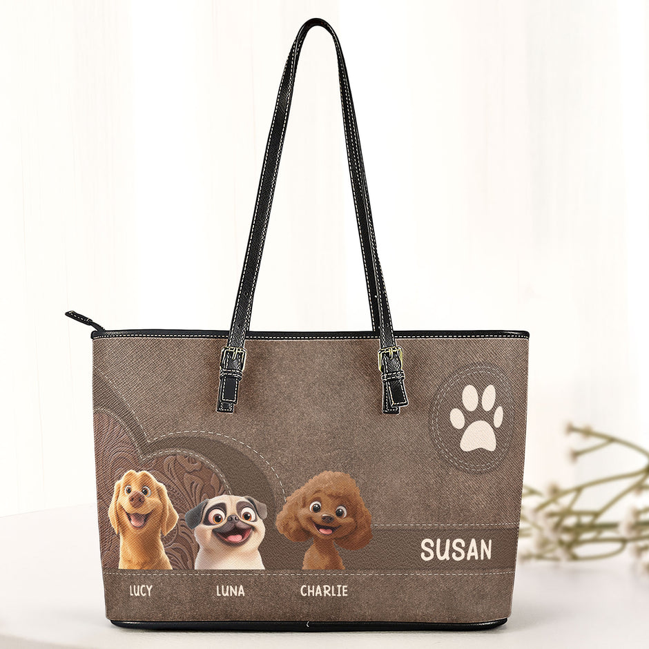 Dog Mom - Personalized Leather Tote Bag – Macorner