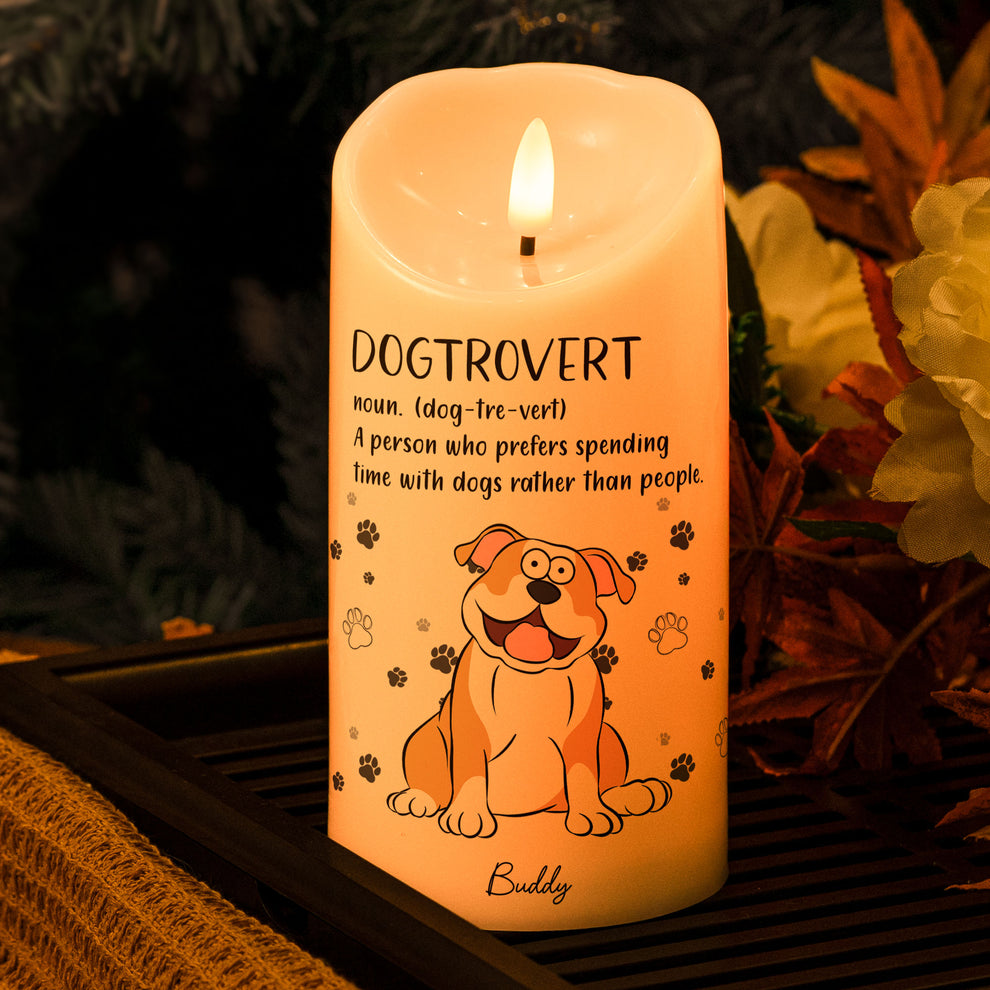 Dogtrovert Funny Definition - Personalized LED Candle – Macorner