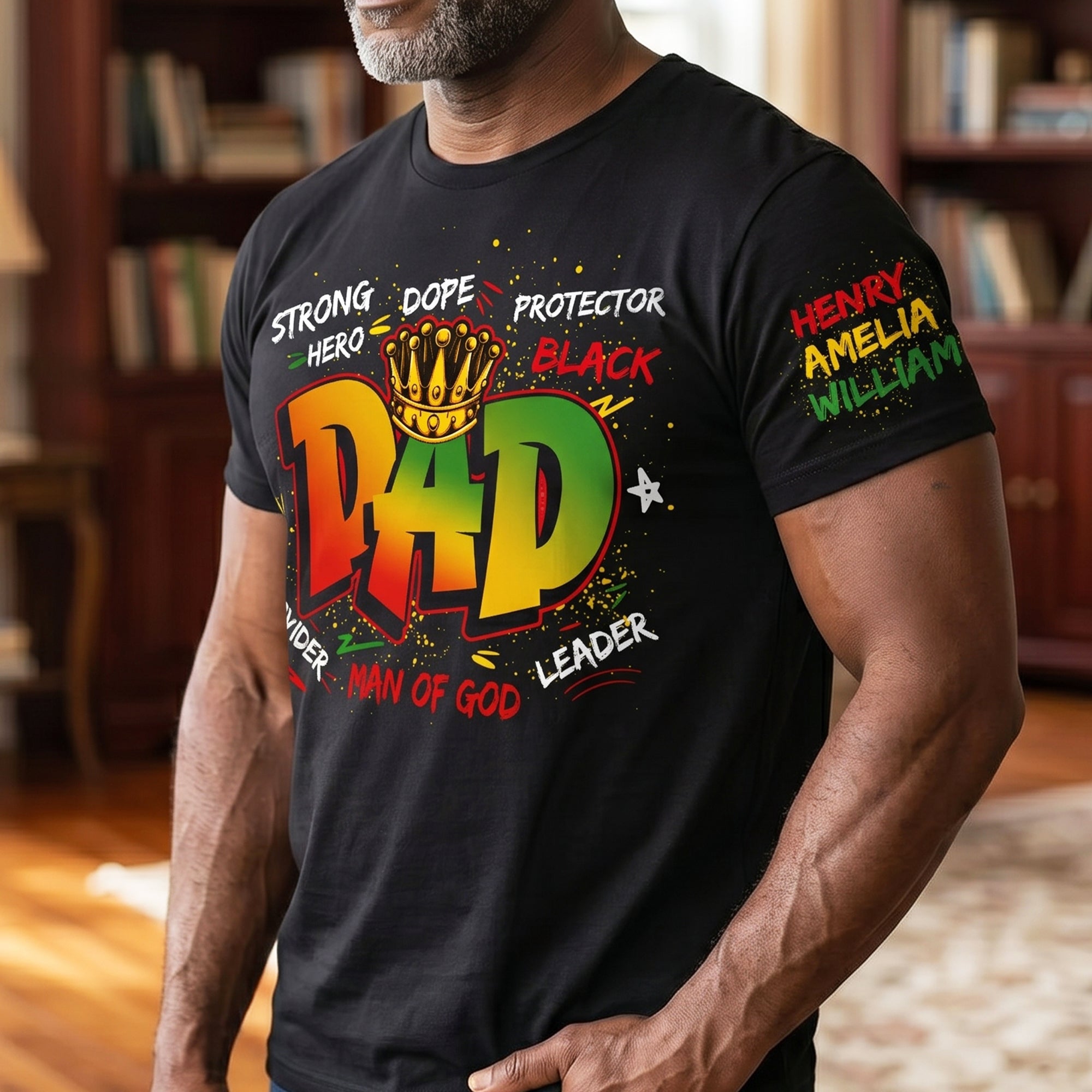 Dope Black Dad, Black Father Custom Kid Name Father'S Day Gift ...