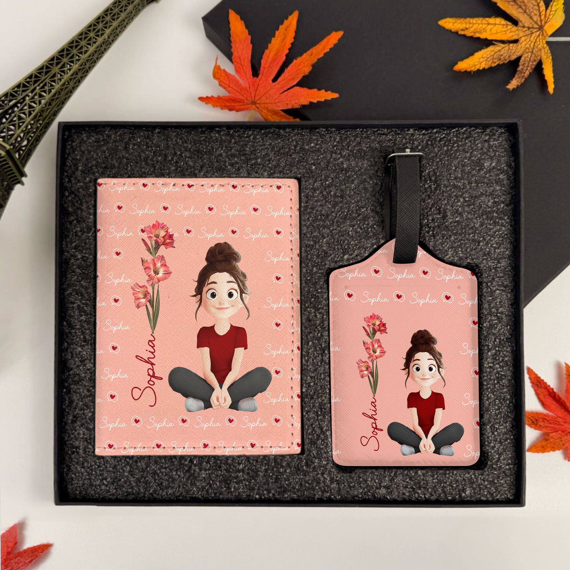 Dried Birth Flower Print - Personalized Passport Cover And Luggage Tag ...