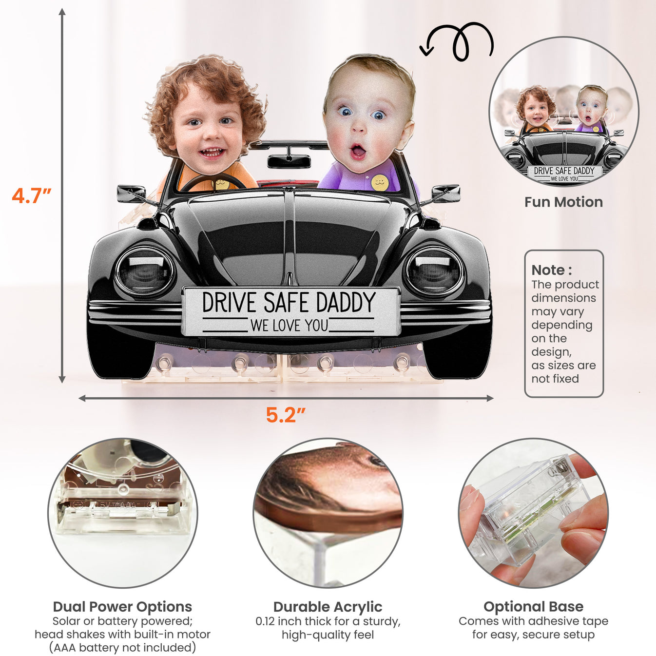 Drive Safe Daddy - Personalized Photo Shaking Head Acrylic Standee ...