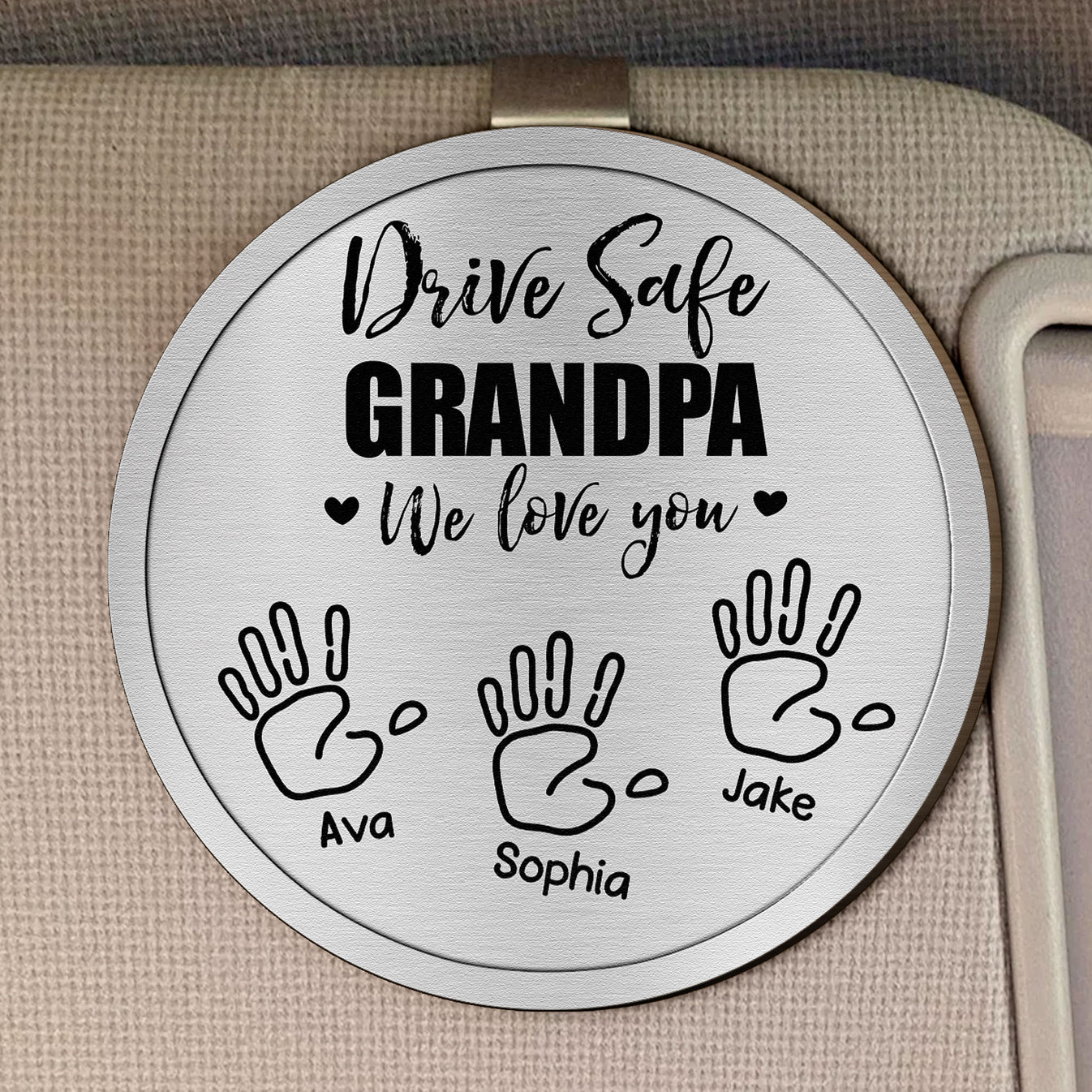 Drive Safe Grandpa We Love You Hand Prints - Personalized Wooden Car ...