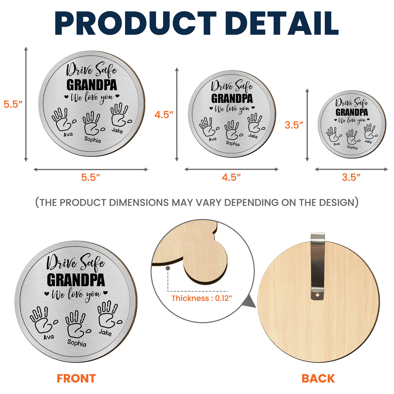 Drive Safe Grandpa We Love You Hand Prints - Personalized Wooden Car ...