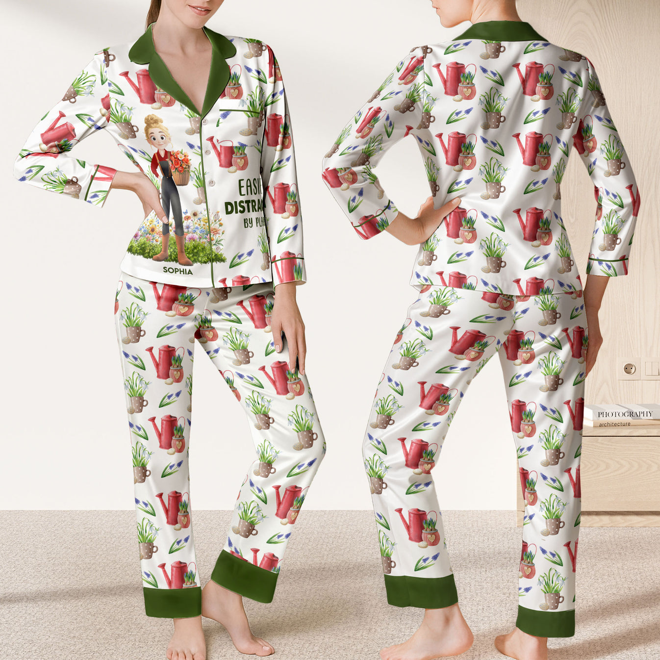 Easily Distracted By Plants - Personalized Satin Pajama Set – Macorner