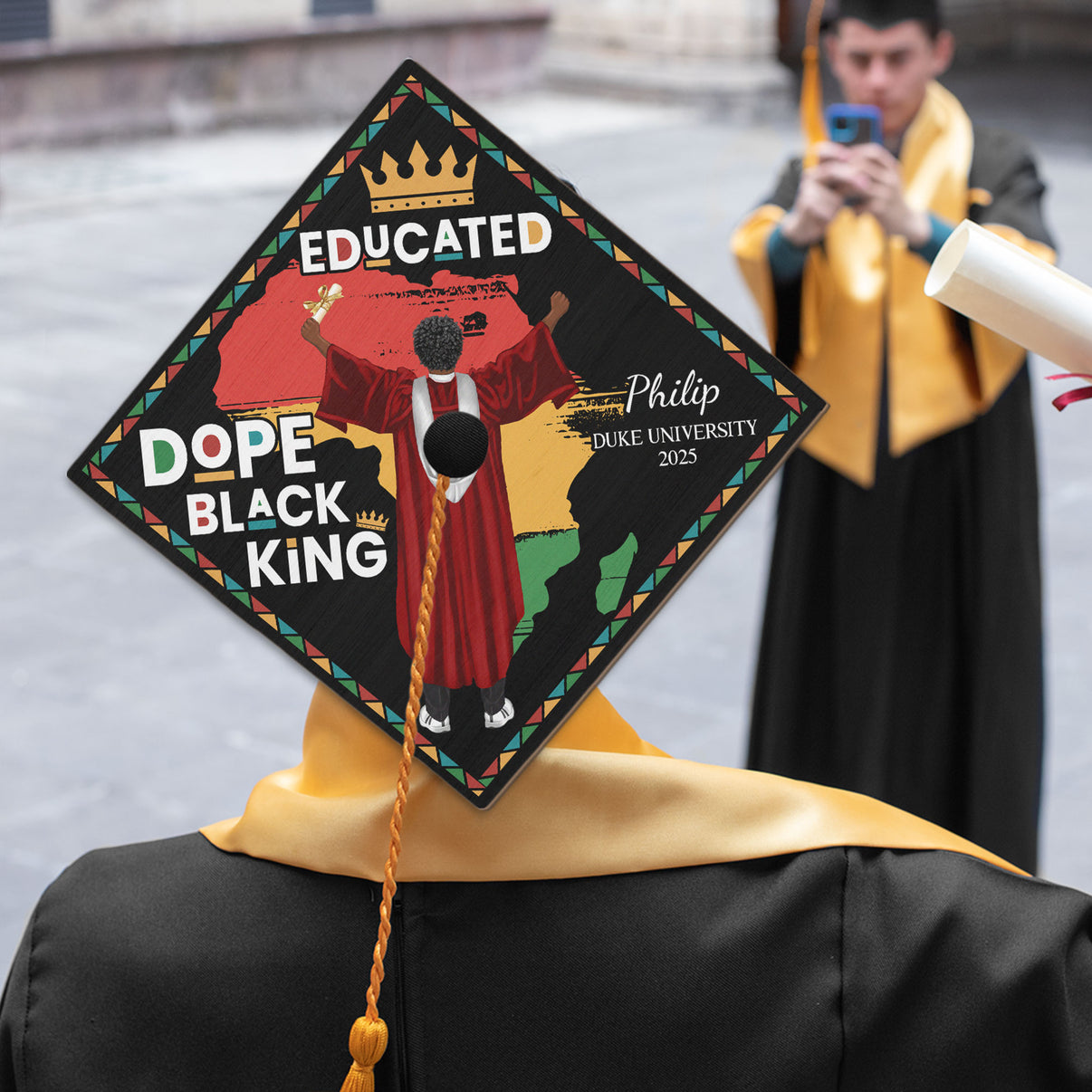 Educated Dope Black King Queen - Personalized Graduation Cap Topper ...