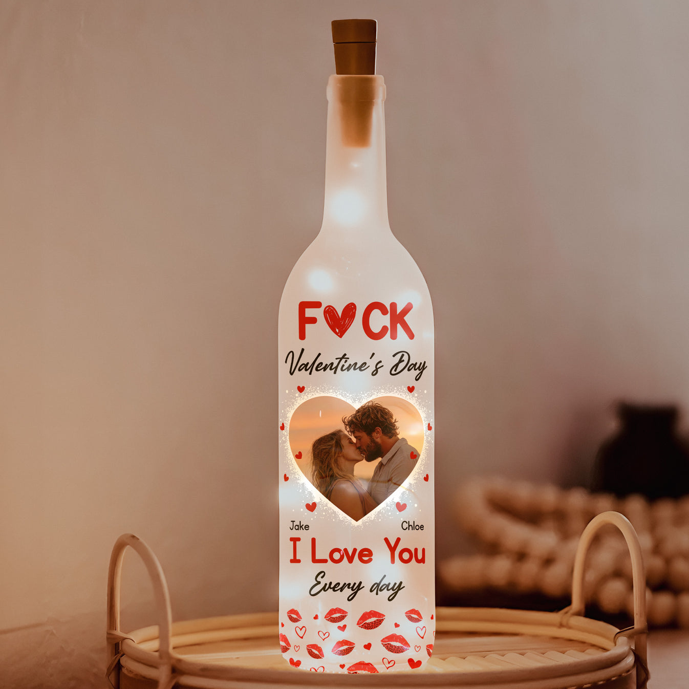 F Valentine's Day I Love You Every Day - Personalized Photo Bottle Lamp ...