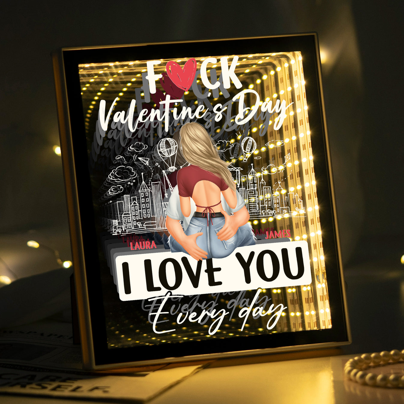 F Valentine's Day I Love You Every Day - Personalized Infinity Mirror ...