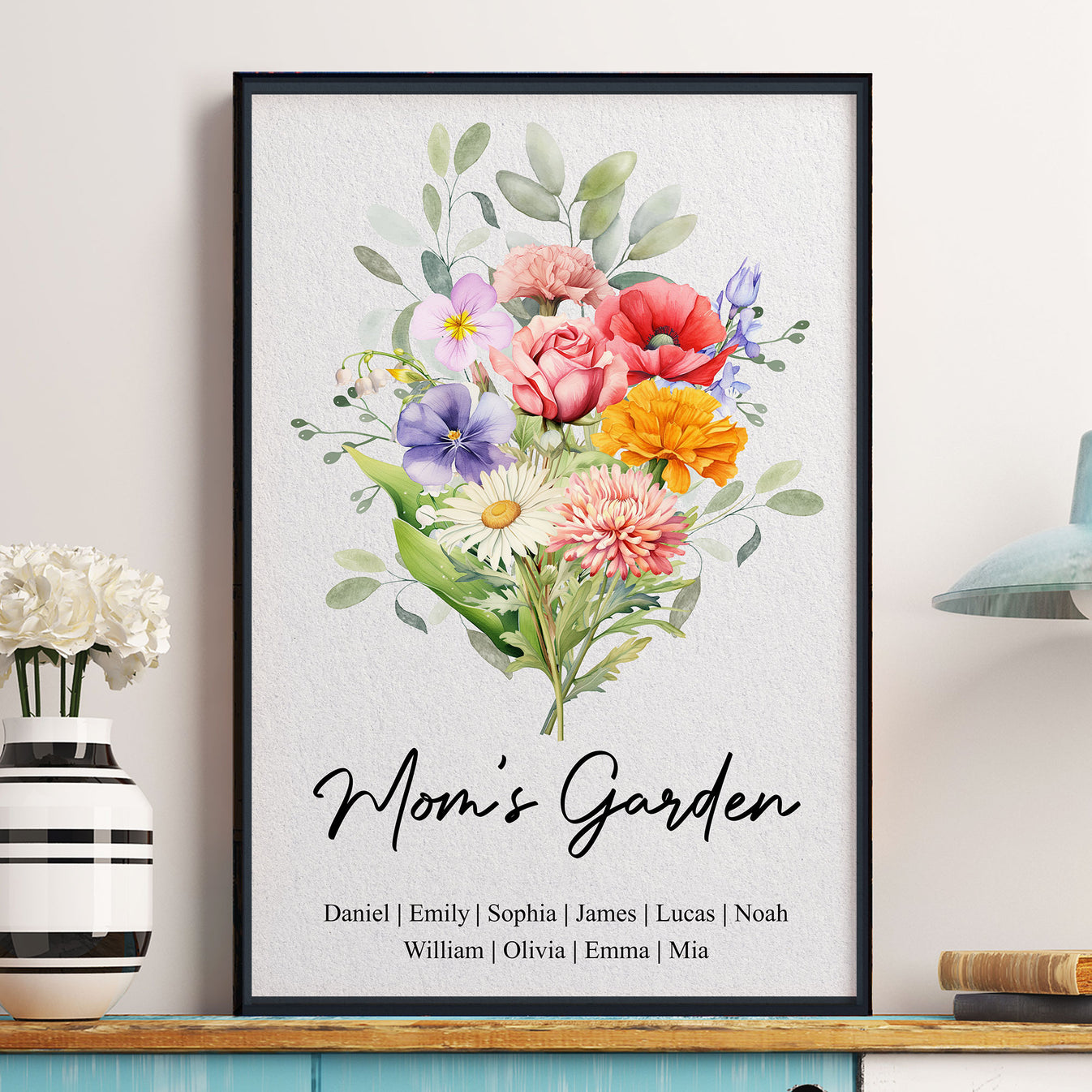 Family Birth Flower Bouquet Flowers Gift For Mom, Grandma, Family ...