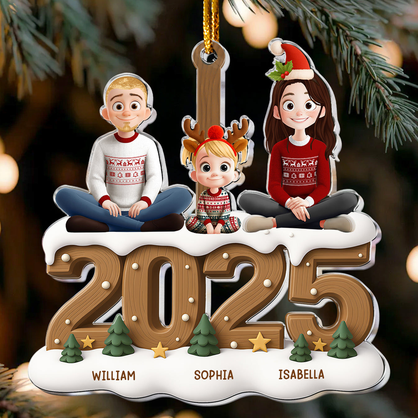 Family Christmas - New Version - Personalized Acrylic Ornament – Macorner