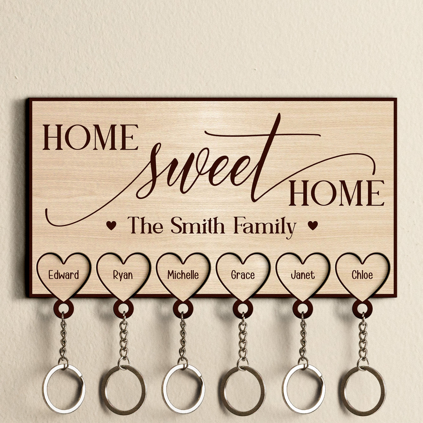 Family Custom Name Home Sweet Home - Personalized Key Holder – Macorner