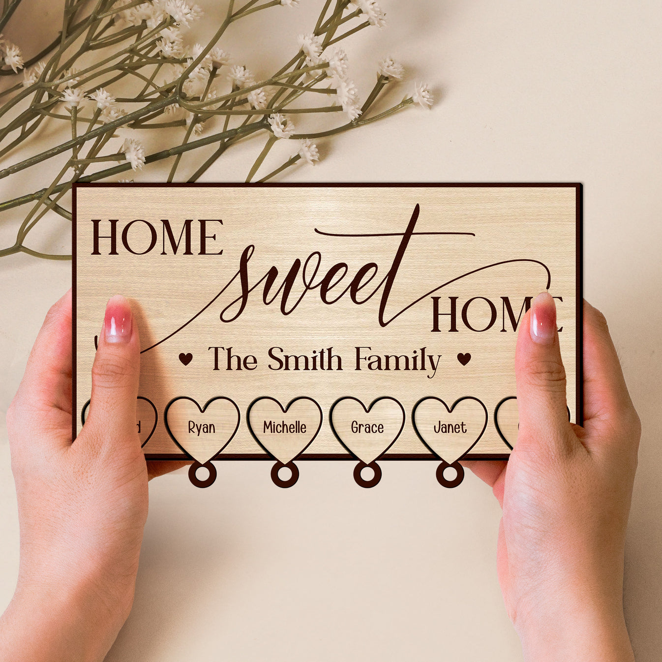 Family Custom Name Home Sweet Home - Personalized Key Holder – Macorner