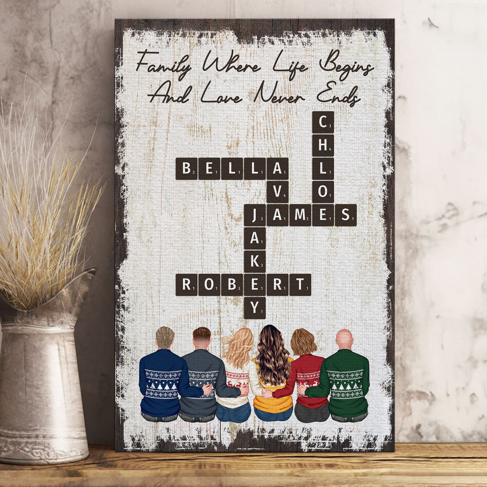 Family Love Never Ends - Personalized Wrapped Canvas – Macorner