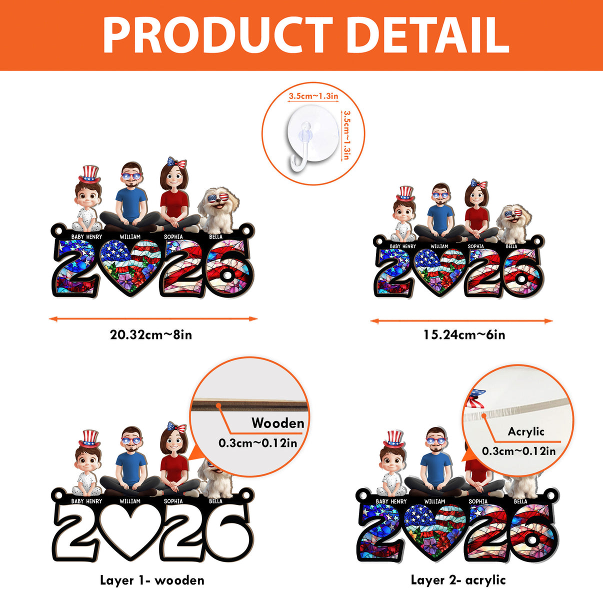 Family Sitting Happy Birthday USA - Personalized Window Hanging ...