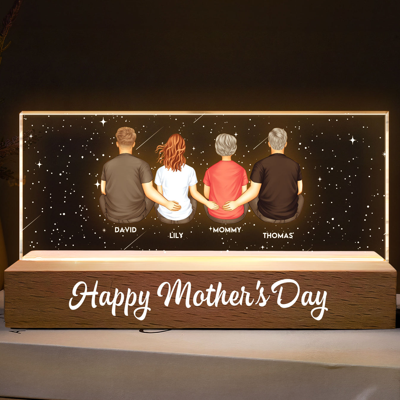 Family Sitting Together - Personalized LED Night Light – Macorner