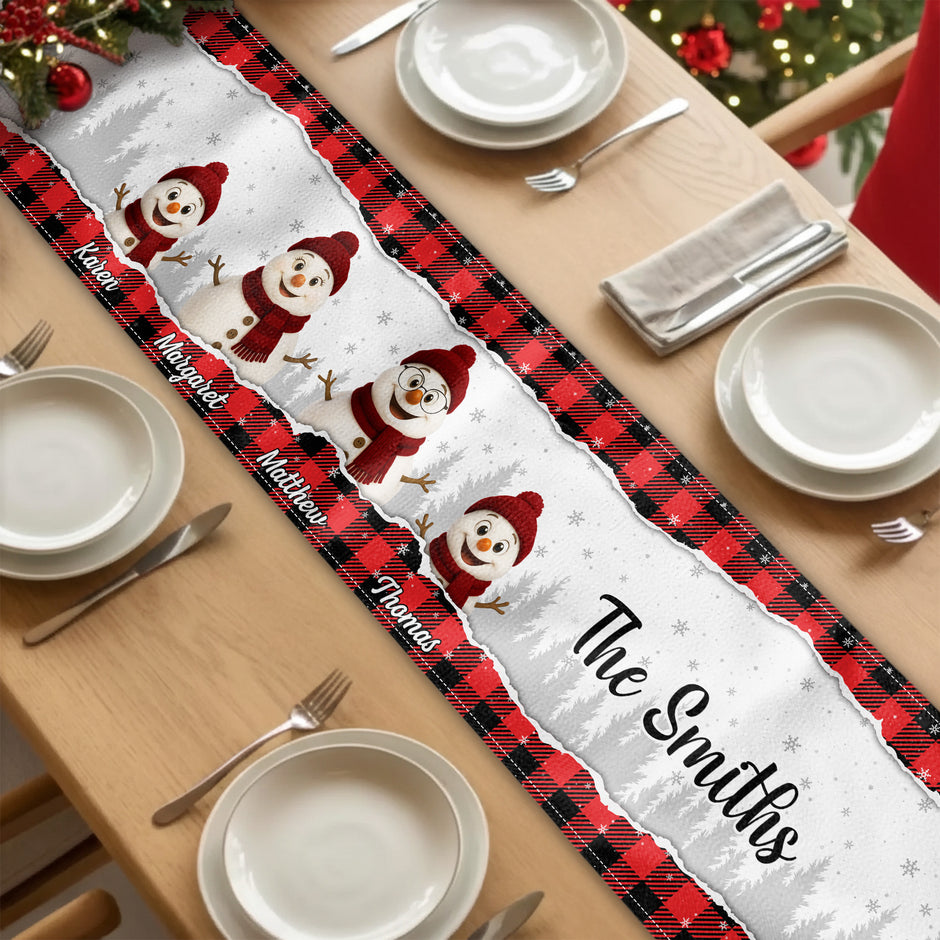 Family Snowman Love - Personalized Table Runner – Macorner