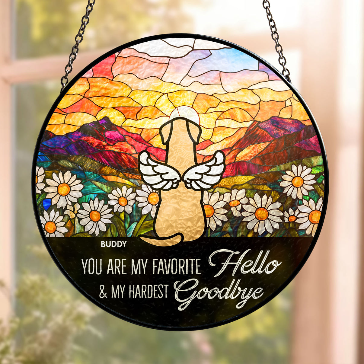 Favorite Hello Hardest Goodbye - Personalized Stained Glass Window ...
