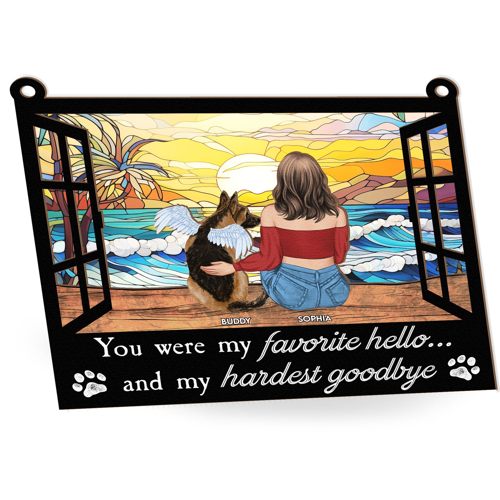 Favorite Hello & Hardest Goodbye - Personalized Window Hanging ...