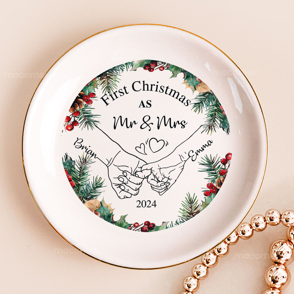 First Christmas As Mr & Mrs - Personalized Jewelry Dish – Macorner