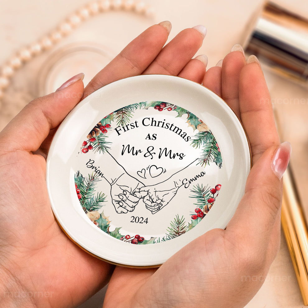 First Christmas As Mr & Mrs - Personalized Jewelry Dish – Macorner