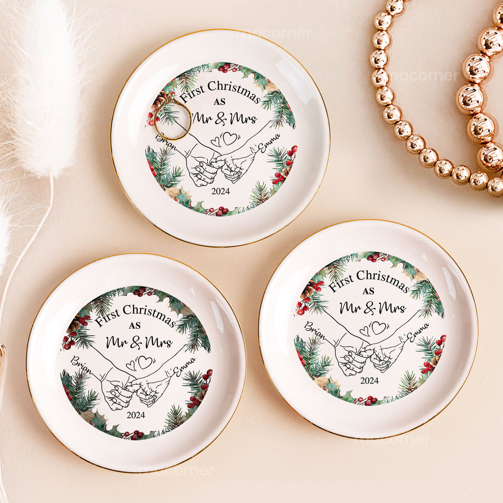 First Christmas As Mr & Mrs - Personalized Jewelry Dish – Macorner