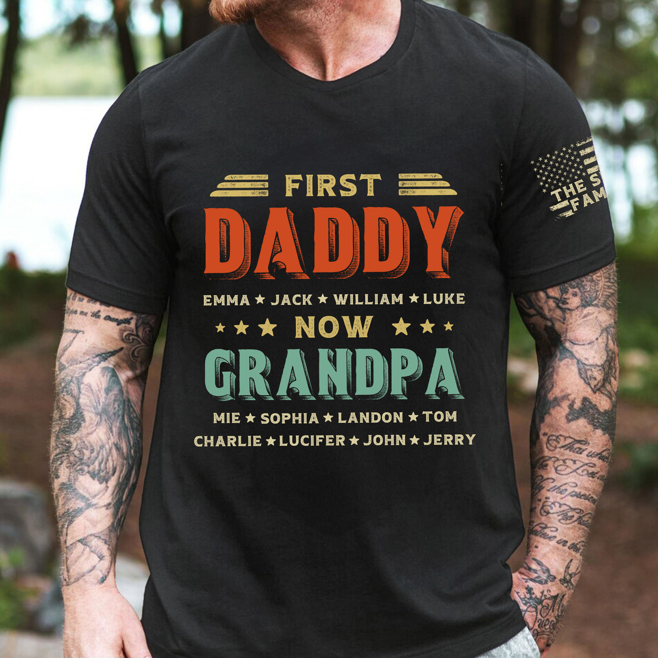 Father's Day Gifts, First Dad Now Grandpa Custom Title & Kids Names ...
