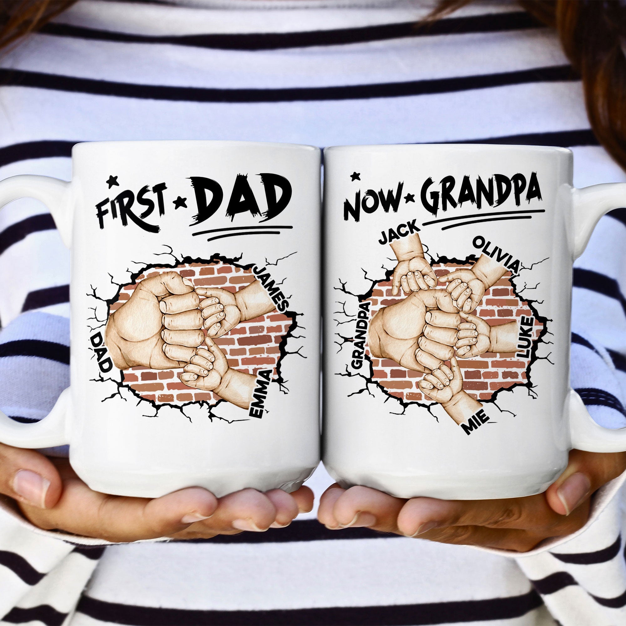 First Dad Now Grandpa Fist Bump Kids - Personalized Mug – Macorner