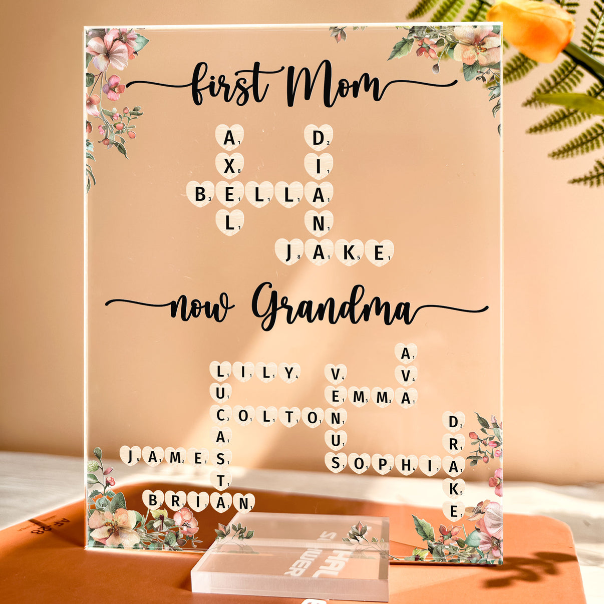 First Mom Now Grandma Scrabble Name - Personalized Acrylic Plaque ...