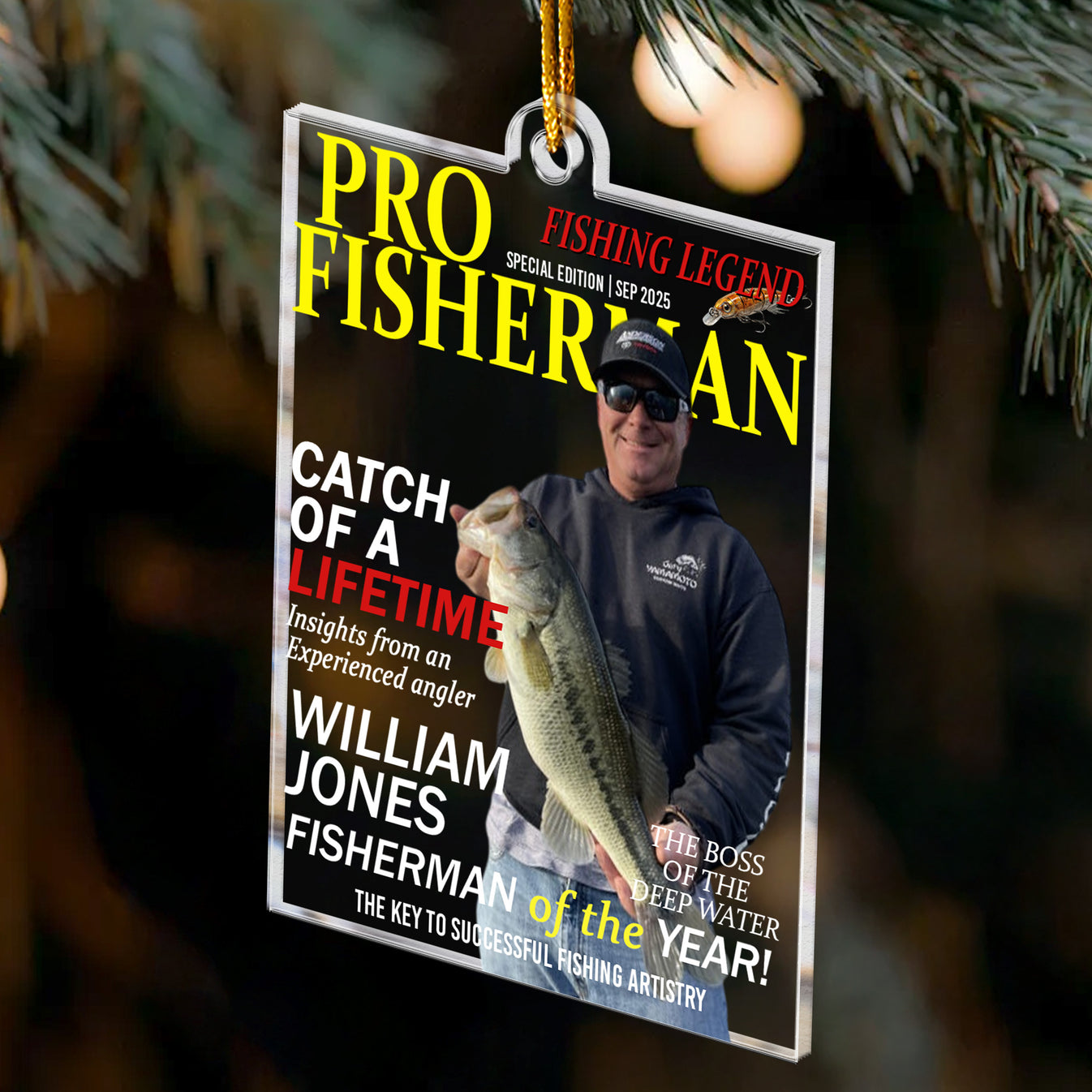 Fisherman Of The Year! - Personalized Acrylic Photo Ornament – Macorner