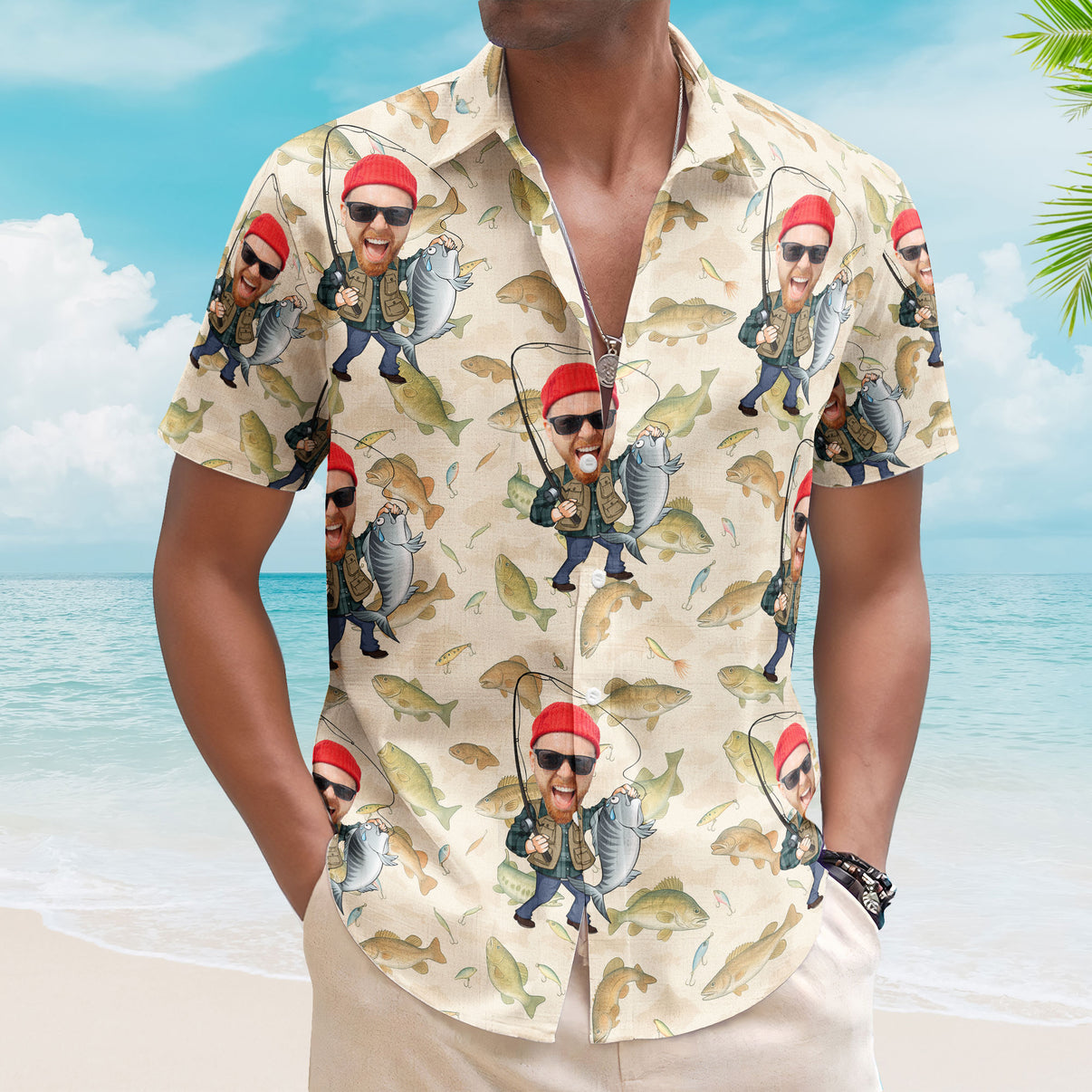 Fishing Man - New Version - Personalized Photo Hawaiian Shirt – Macorner