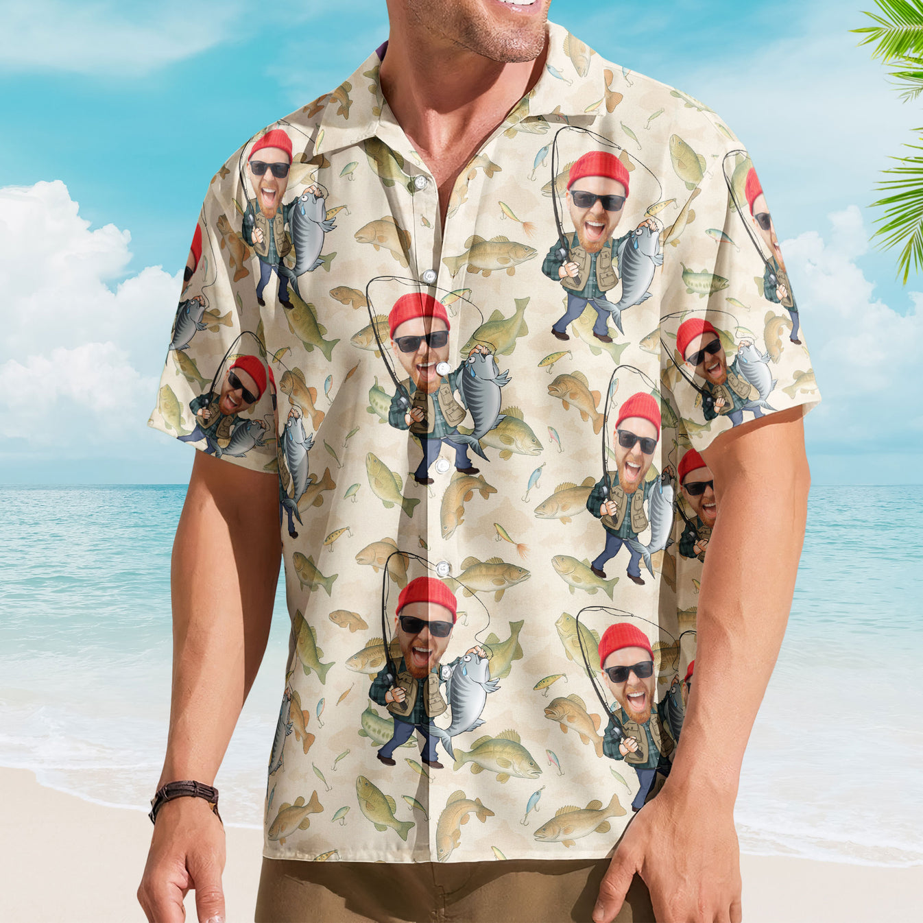 Fishing Man - New Version - Personalized Photo Hawaiian Shirt – Macorner