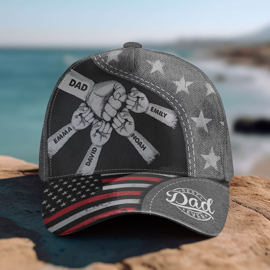 Fist Bump Daddy Grandpa - Personalized Classic Cap - Christmas Gift For ...
