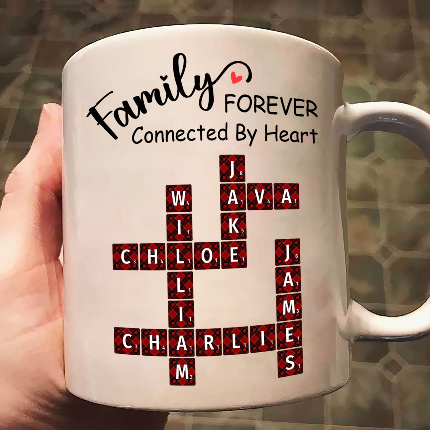 Forever Connected By Heart Scrabble Name - Personalized Mug – Macorner