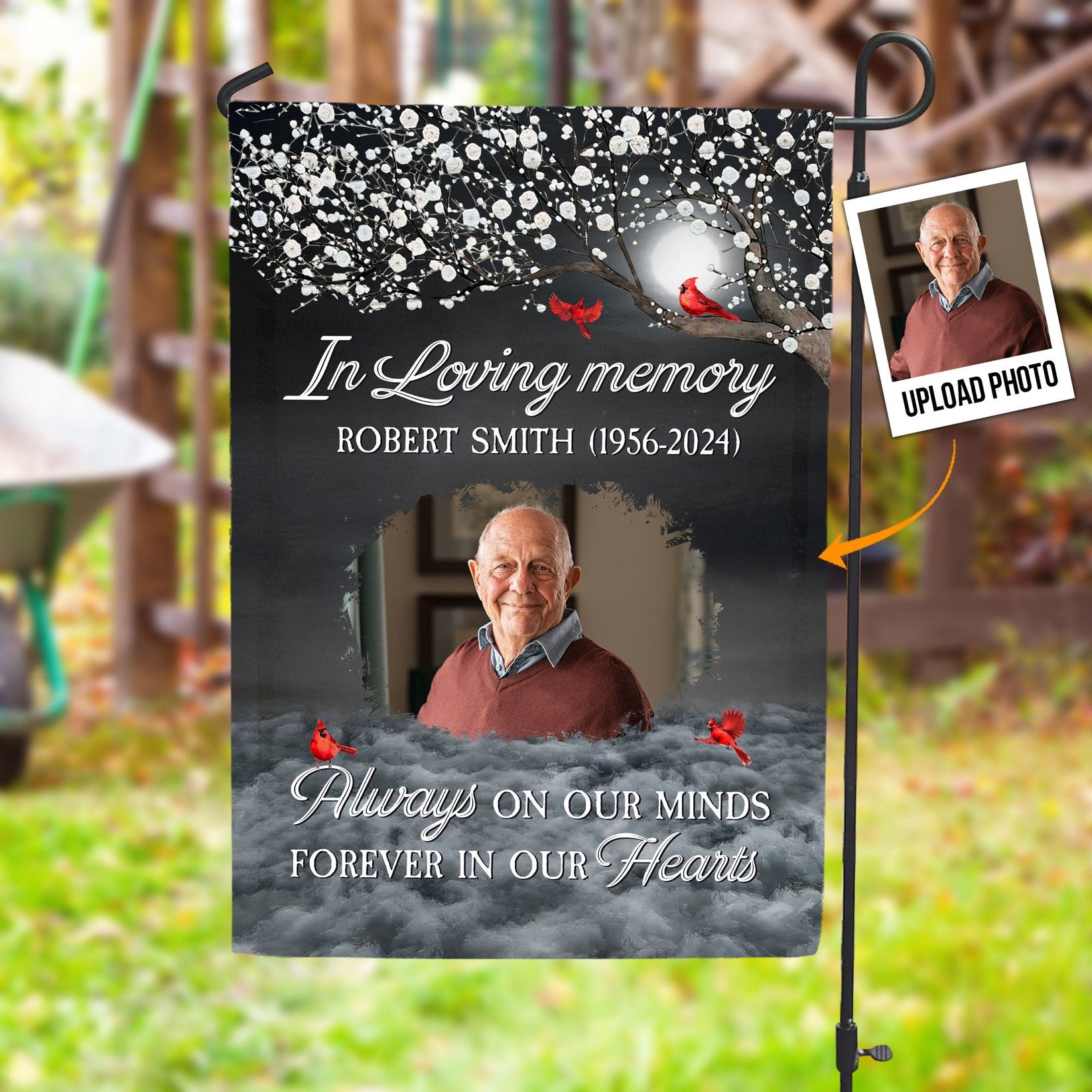 Forever In Our Hearts Memorial Garden Flag - Personalized Photo Flag ...
