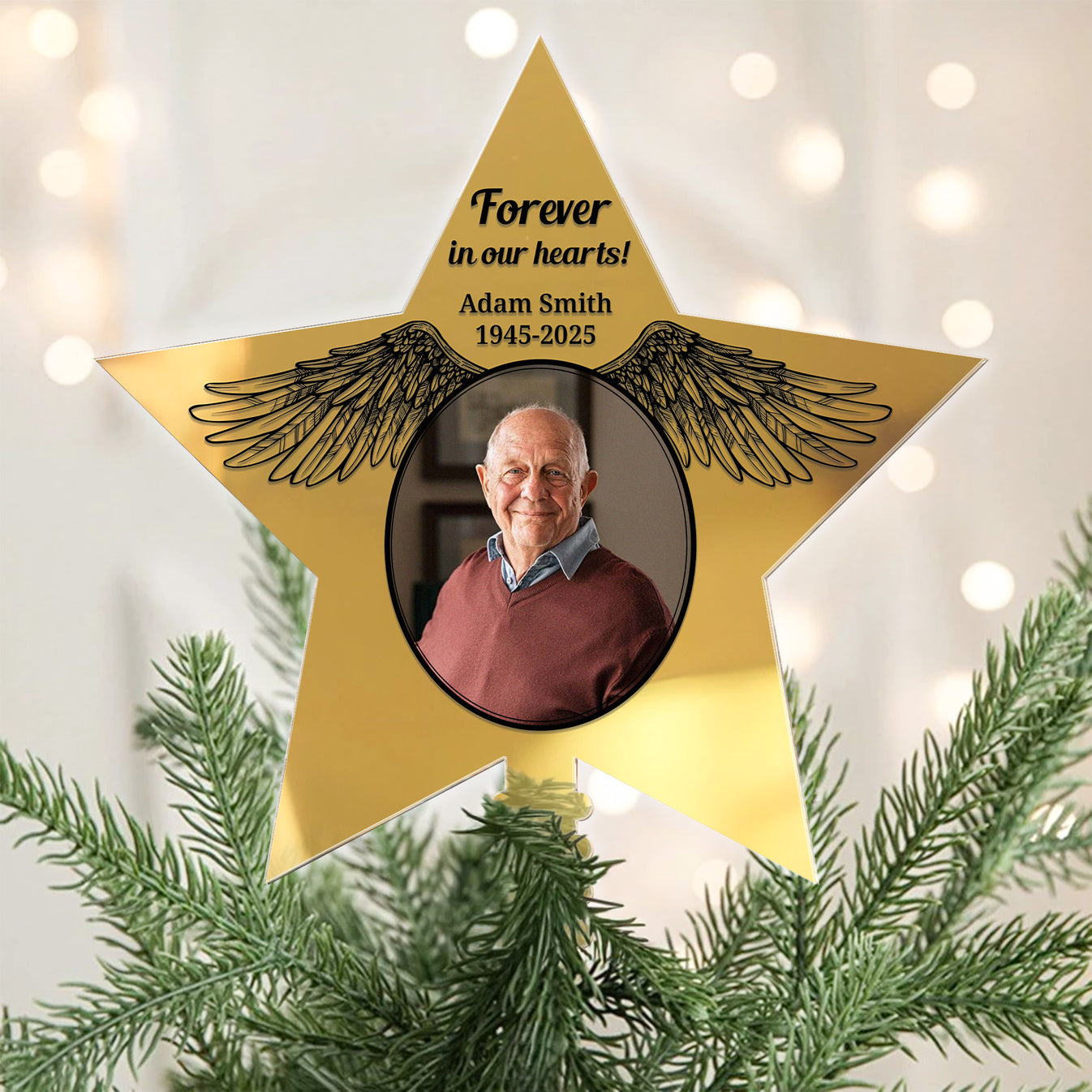 Forever In Our Hearts - Personalized Photo Christmas Tree Topper – Macorner