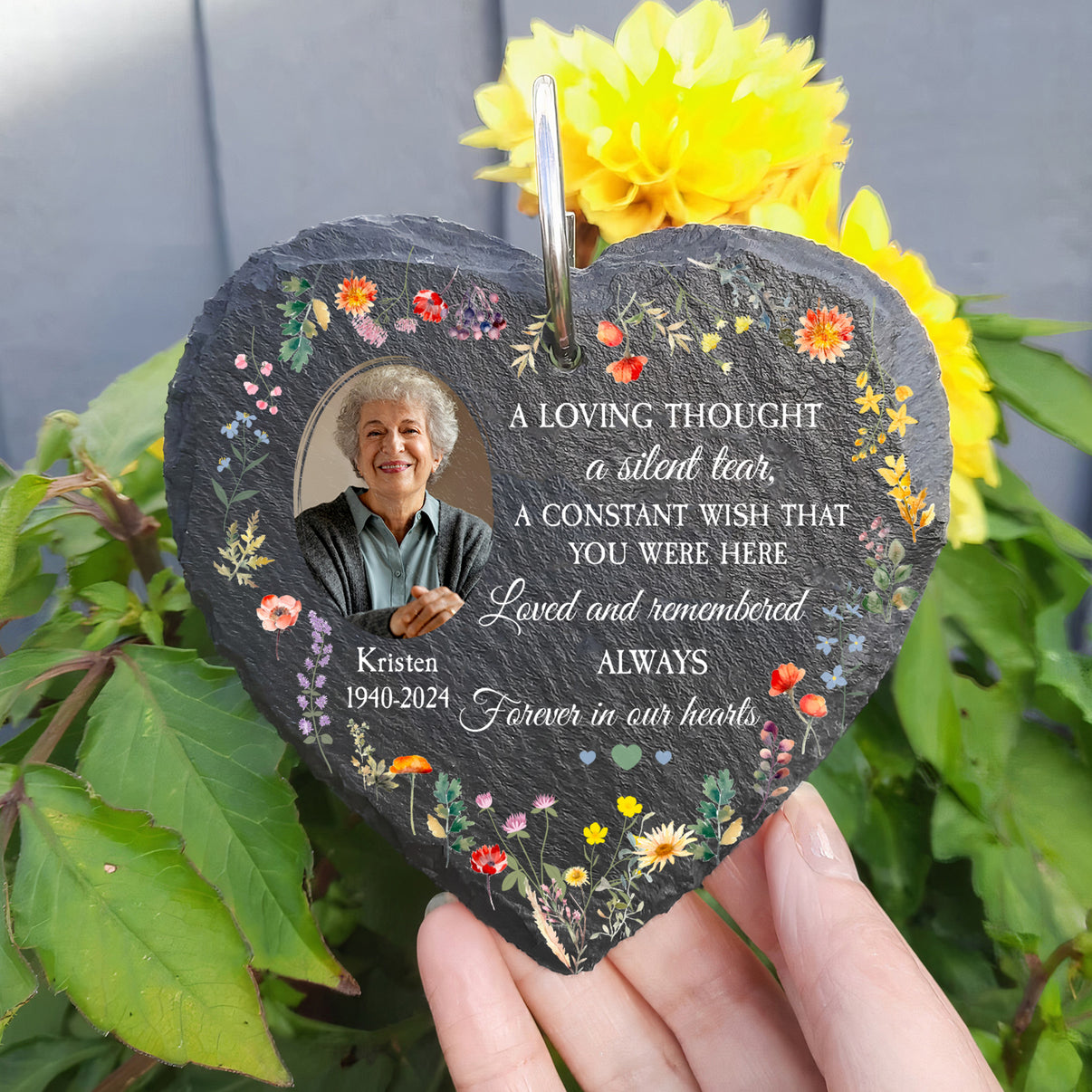 Forever In Our Hearts - Personalized Photo Memorial Garden Slate And ...