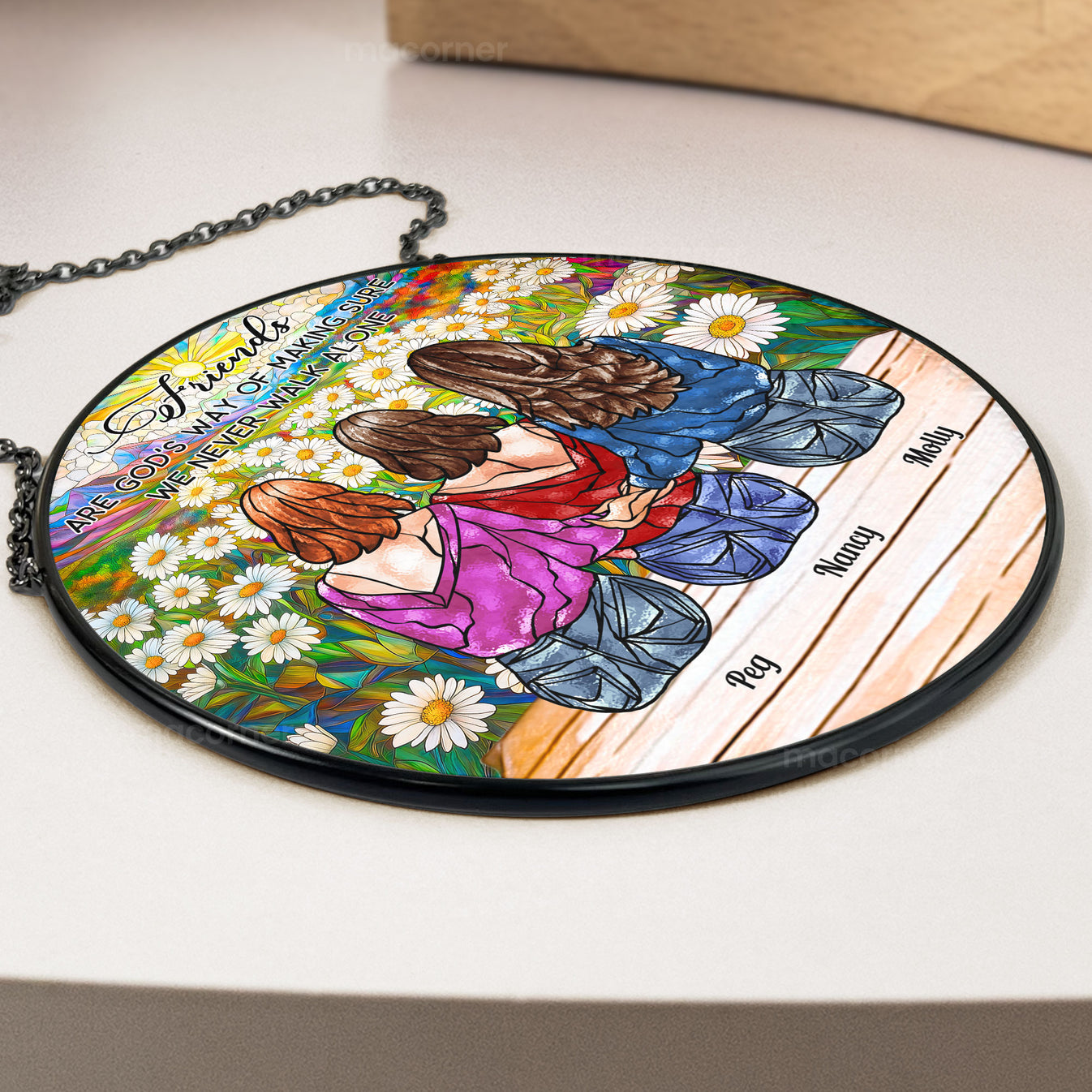 Friends Are God's Way Of - Personalized Stained Glass Window Hanging ...