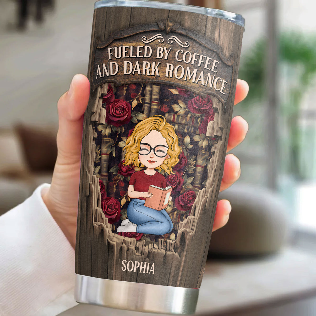 Fueled By Coffee And Dark Romance - Personalized Tumbler Cup – Macorner