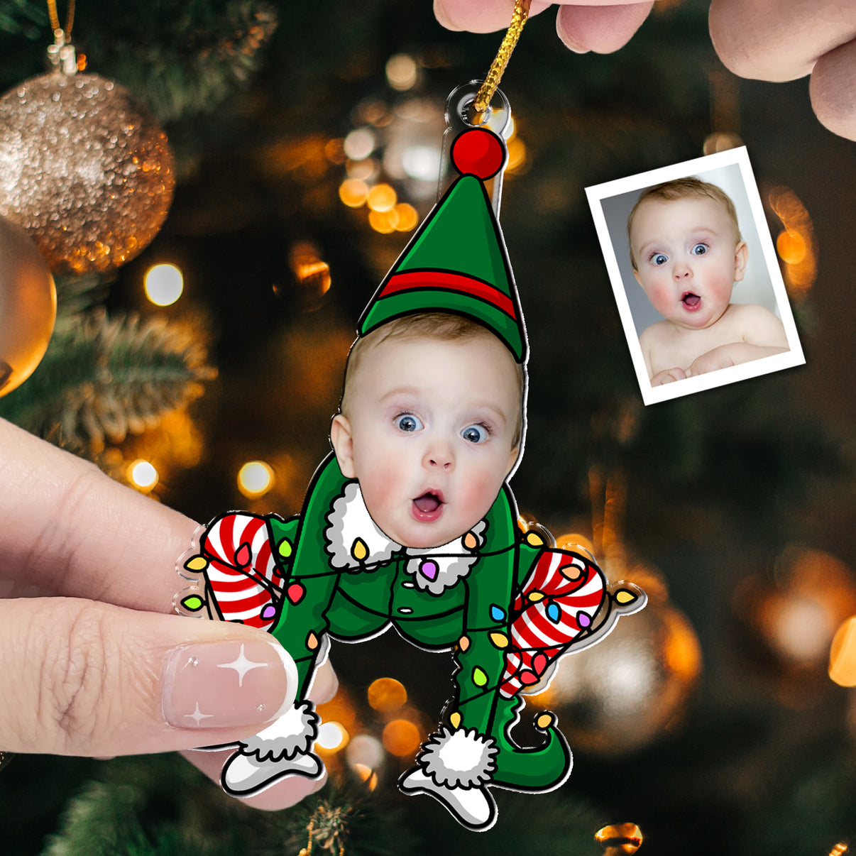 Funny Elf Family Custom Face - Personalized Acrylic Photo Ornament ...