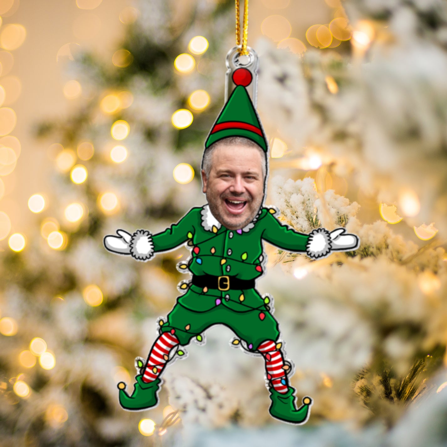 Funny Elf Family Custom Face - Personalized Acrylic Photo Ornament ...