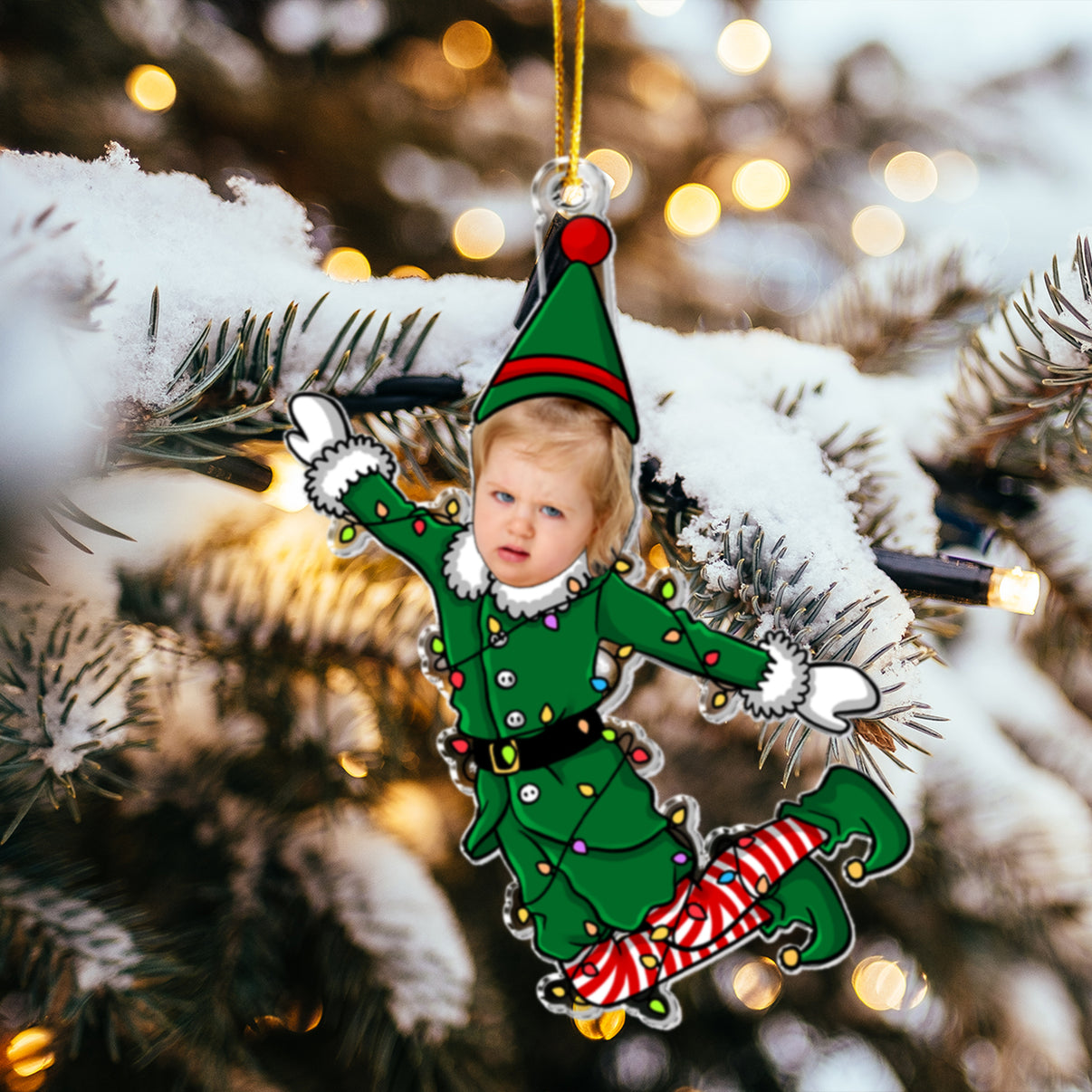 Funny Elf Family Custom Face - Personalized Acrylic Photo Ornament ...