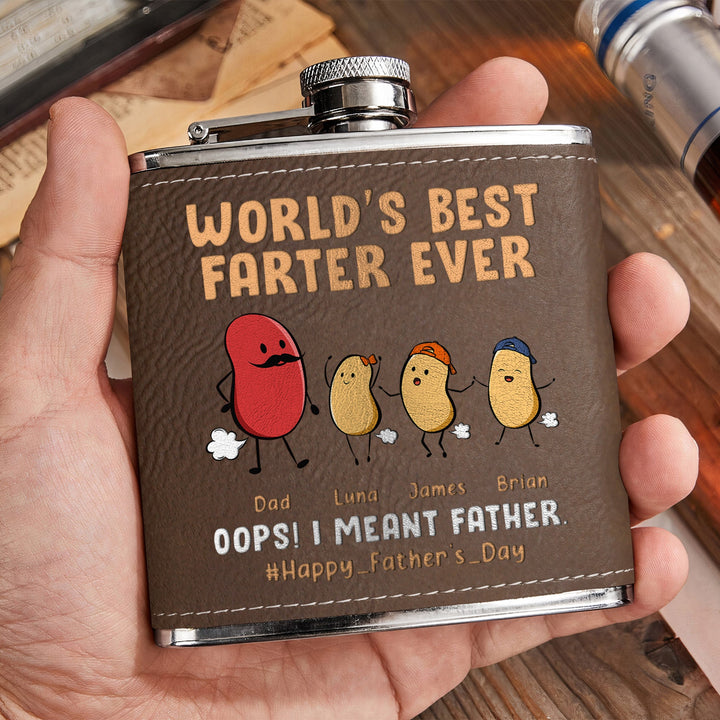 Funny Gift World's Best Farter Ever - Personalized Leather Flask – Macorner
